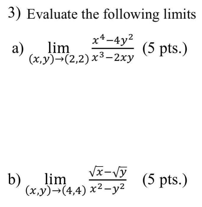 3) Evaluate the following limits a) | Chegg.com