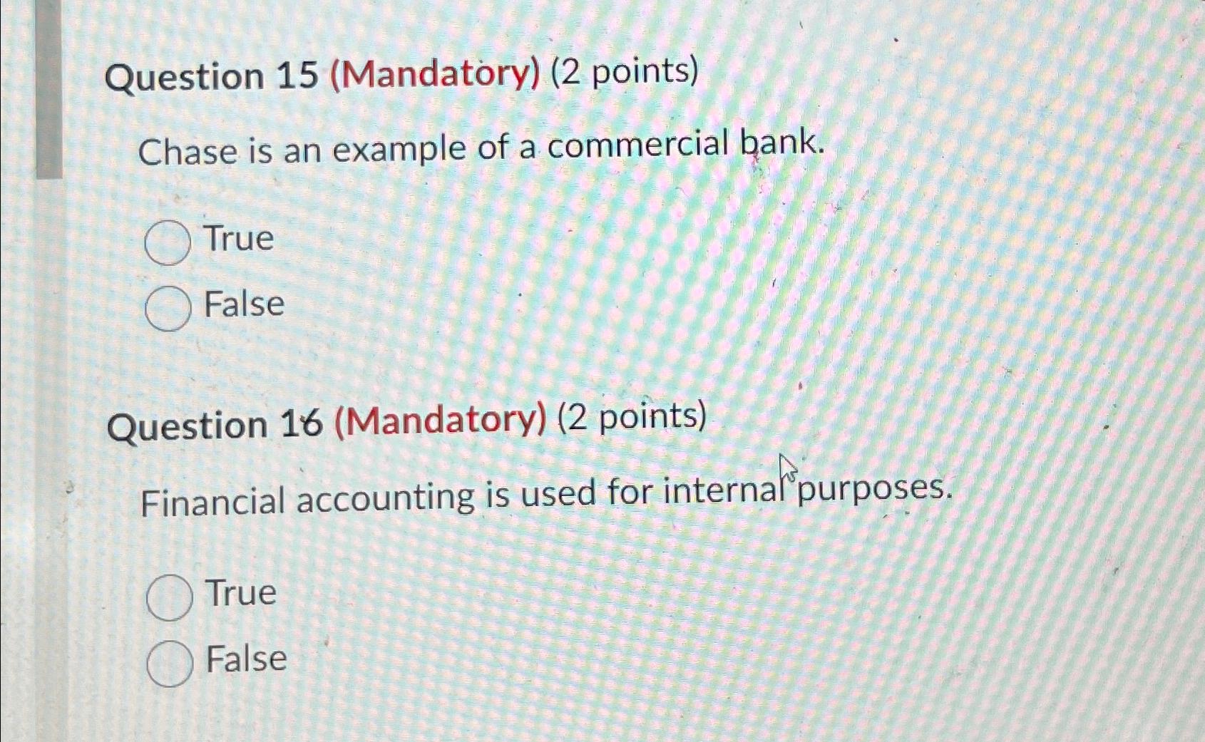 Solved Question 15 (Mandatory) (2 ﻿points)lase is an example | Chegg.com