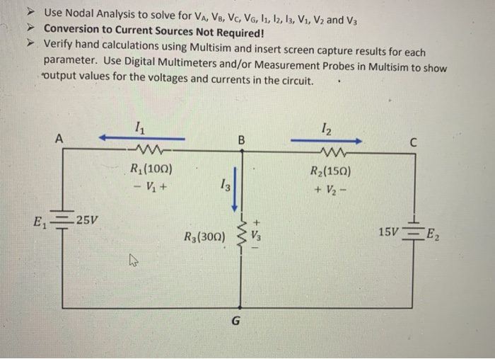 Solved Use Nodal Analysis to solve for VA, VB, VC, V6, 11, | Chegg.com
