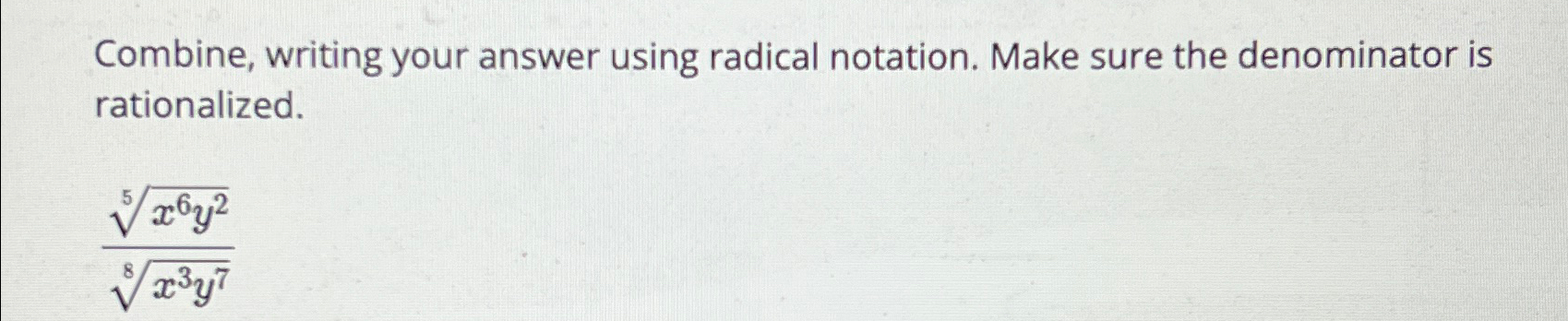 Solved Combine, writing your answer using radical notation. | Chegg.com