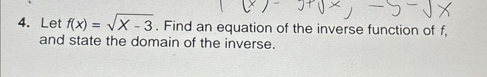 Solved Let f(x)=x-32. ﻿Find an equation of the inverse | Chegg.com