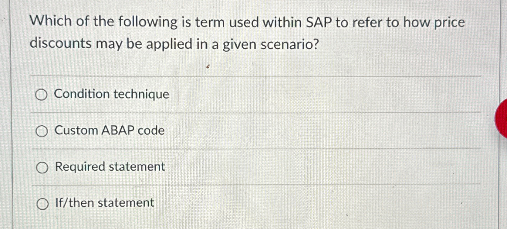 Solved Which of the following is term used within SAP to | Chegg.com