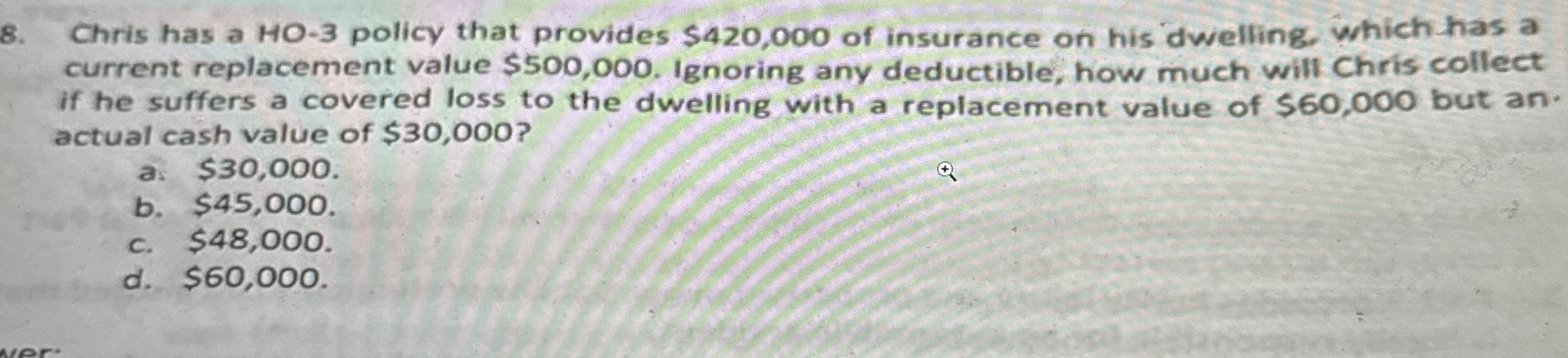 Solved Chris has a HO-3 ﻿policy that provides $420,000 ﻿of | Chegg.com