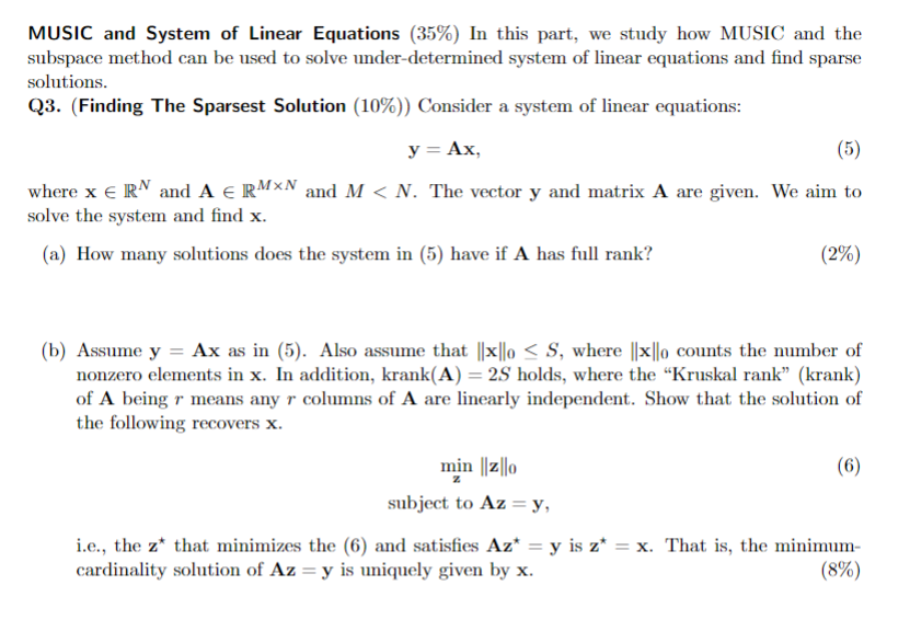 Solved MUSIC and System of Linear Equations (35%) ﻿In this | Chegg.com