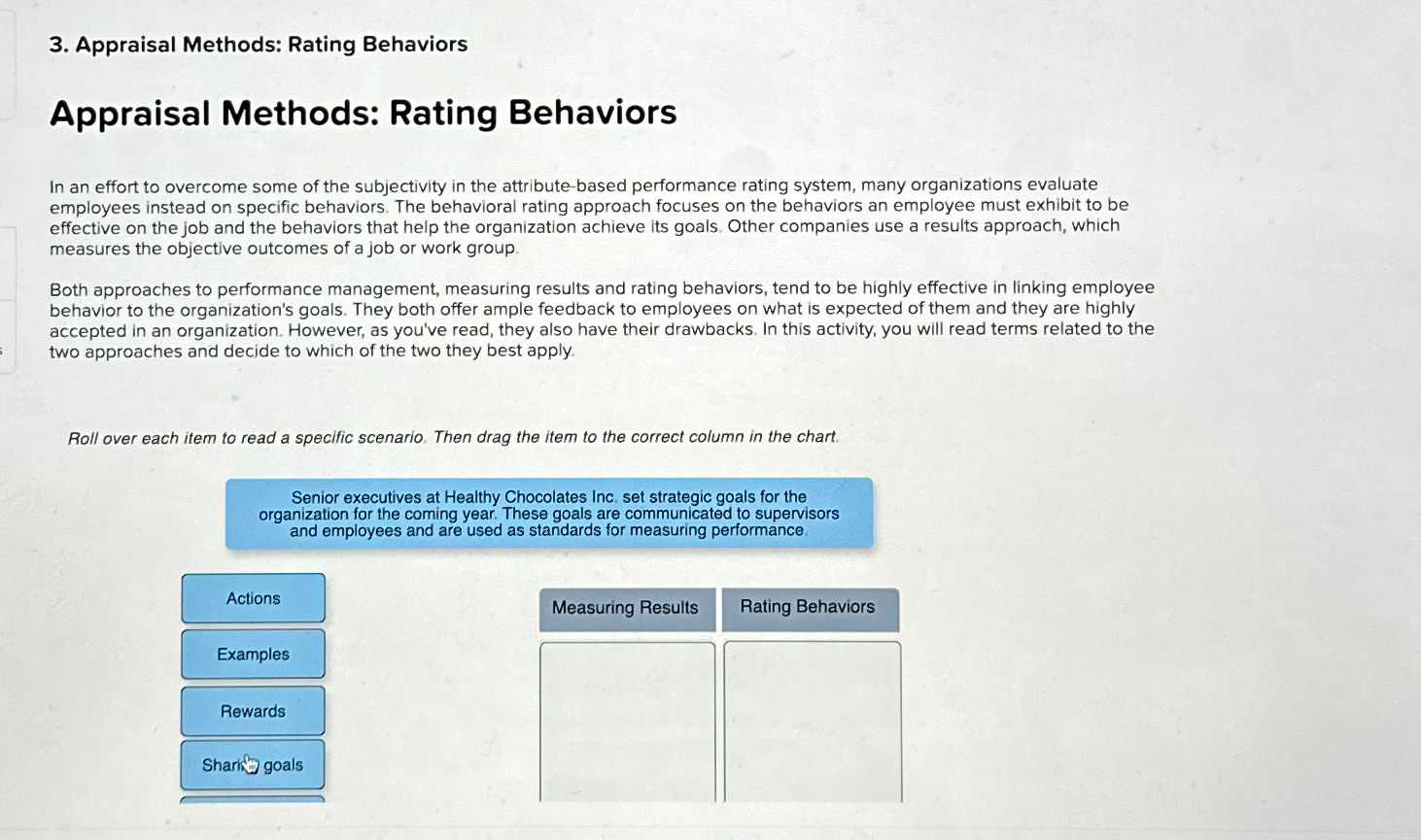 Solved Appraisal Methods: Rating BehaviorsAppraisal Methods: | Chegg.com