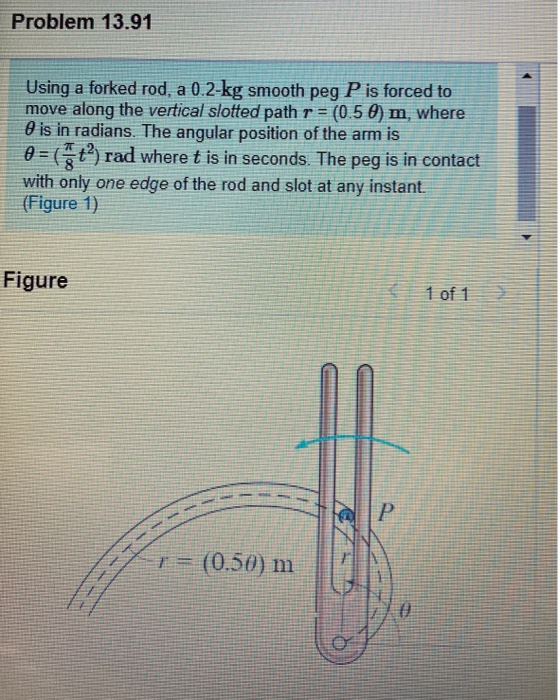 Solved Problem 13.91 Using a forked rod, a 0.2-kg smooth peg | Chegg.com