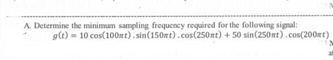 Solved A. Determine the minimum sampling frequency required | Chegg.com