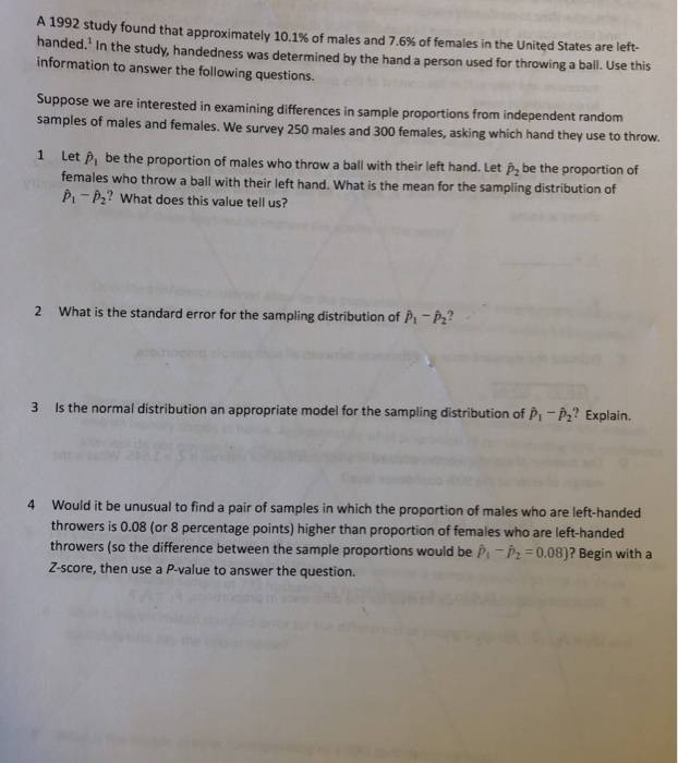 Solved A 1992 study found that approximately 10.1% of males | Chegg.com