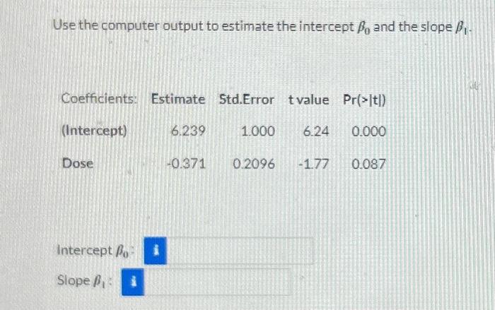 Solved Use the computer output to estimate the intercept β0 | Chegg.com