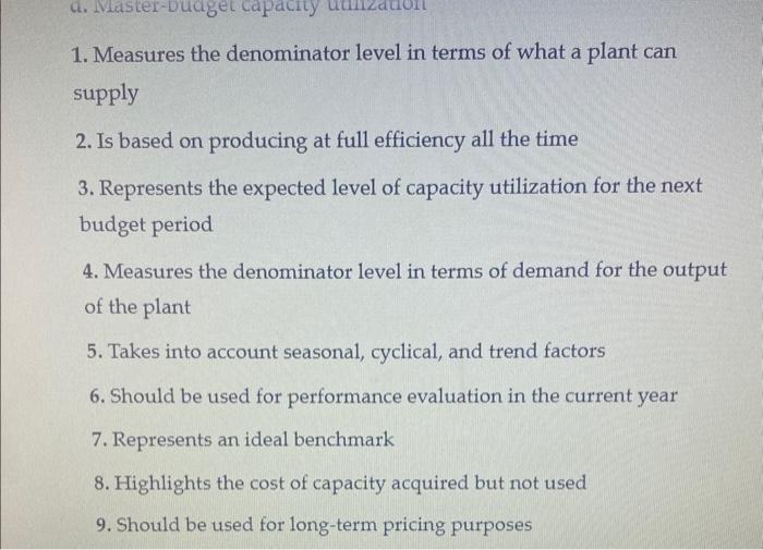 Solved 9-29. CAPACITY MANAGEMENT, DENOMINATOR-LEVEL CAPACITY | Chegg.com