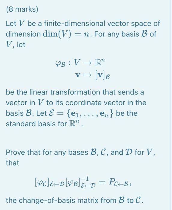 Solved Let V be a finite-dimensional vector space of | Chegg.com