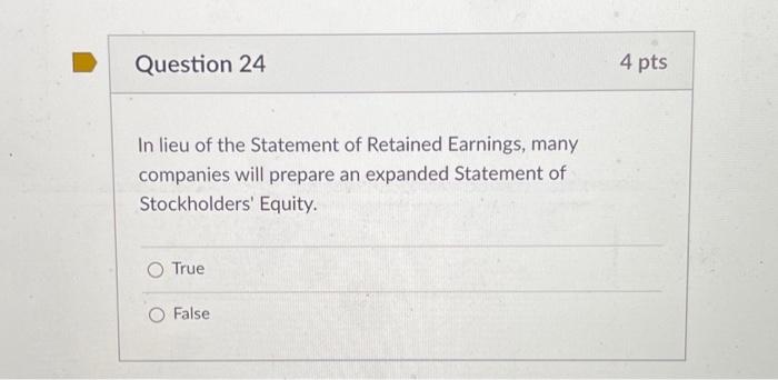 Solved Question 24 In lieu of the Statement of Retained | Chegg.com