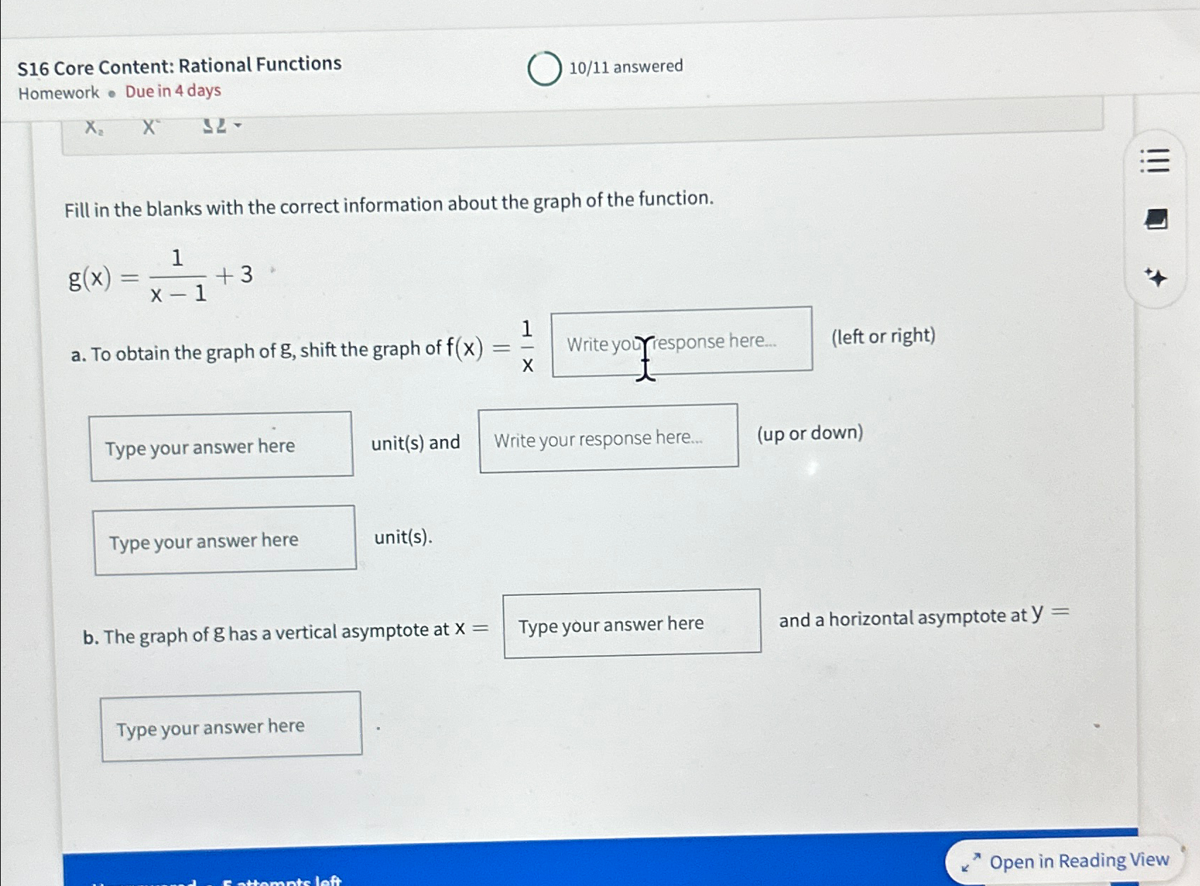 Solved S16 ﻿Core Content: Rational Functions10/11 | Chegg.com