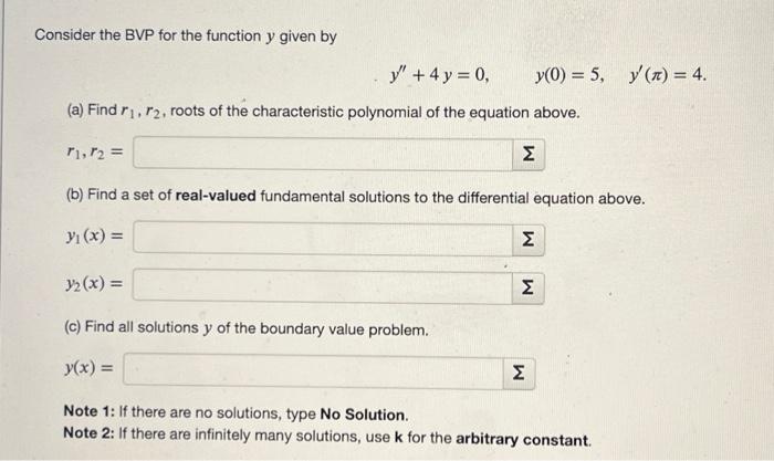 Solved Consider the BVP for the function y given by | Chegg.com