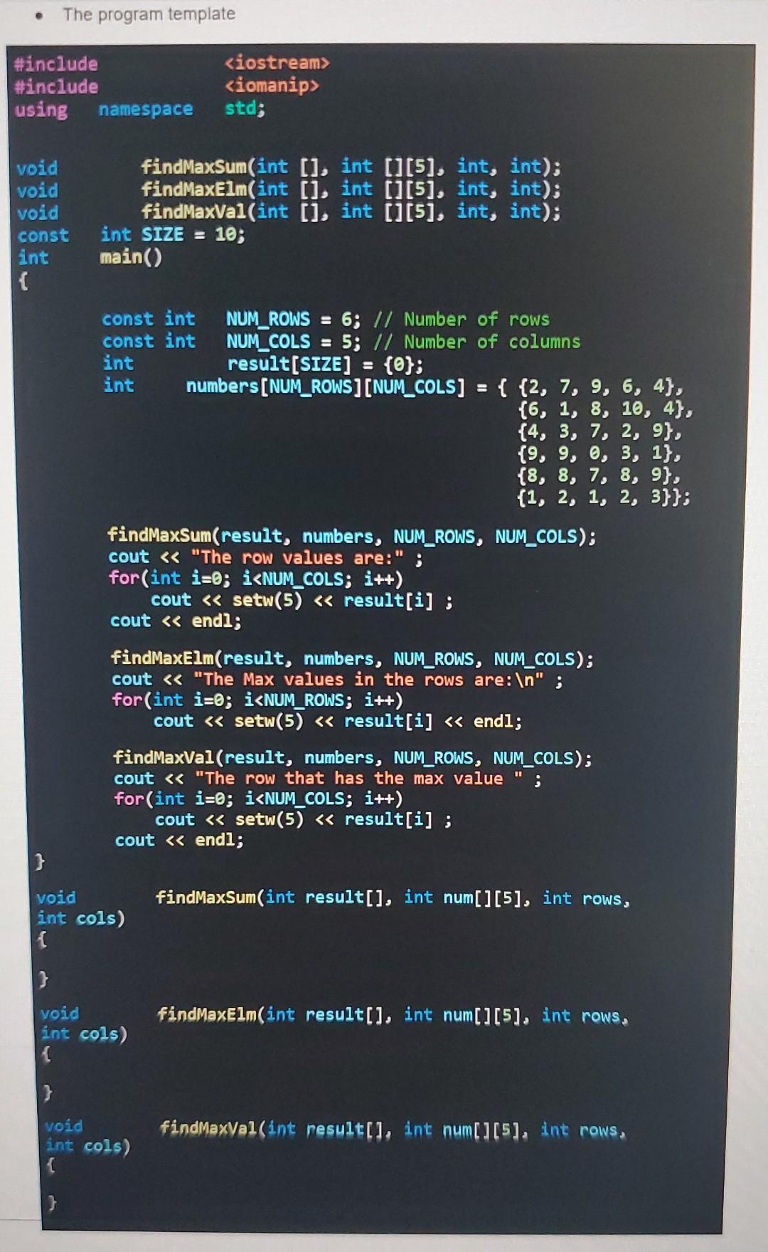 Solved Discussion Topic : Processing 2D Array and Passing to | Chegg.com
