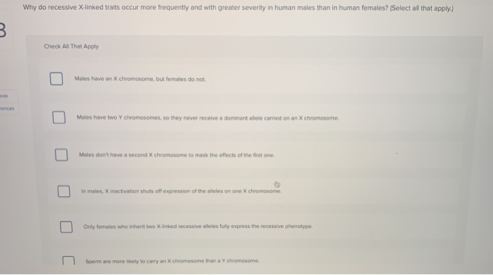 Solved Why do recessive X-linked traits occur more | Chegg.com