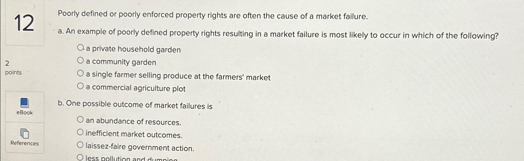 Solved 12Poorly defined or poorly enforced property rights | Chegg.com