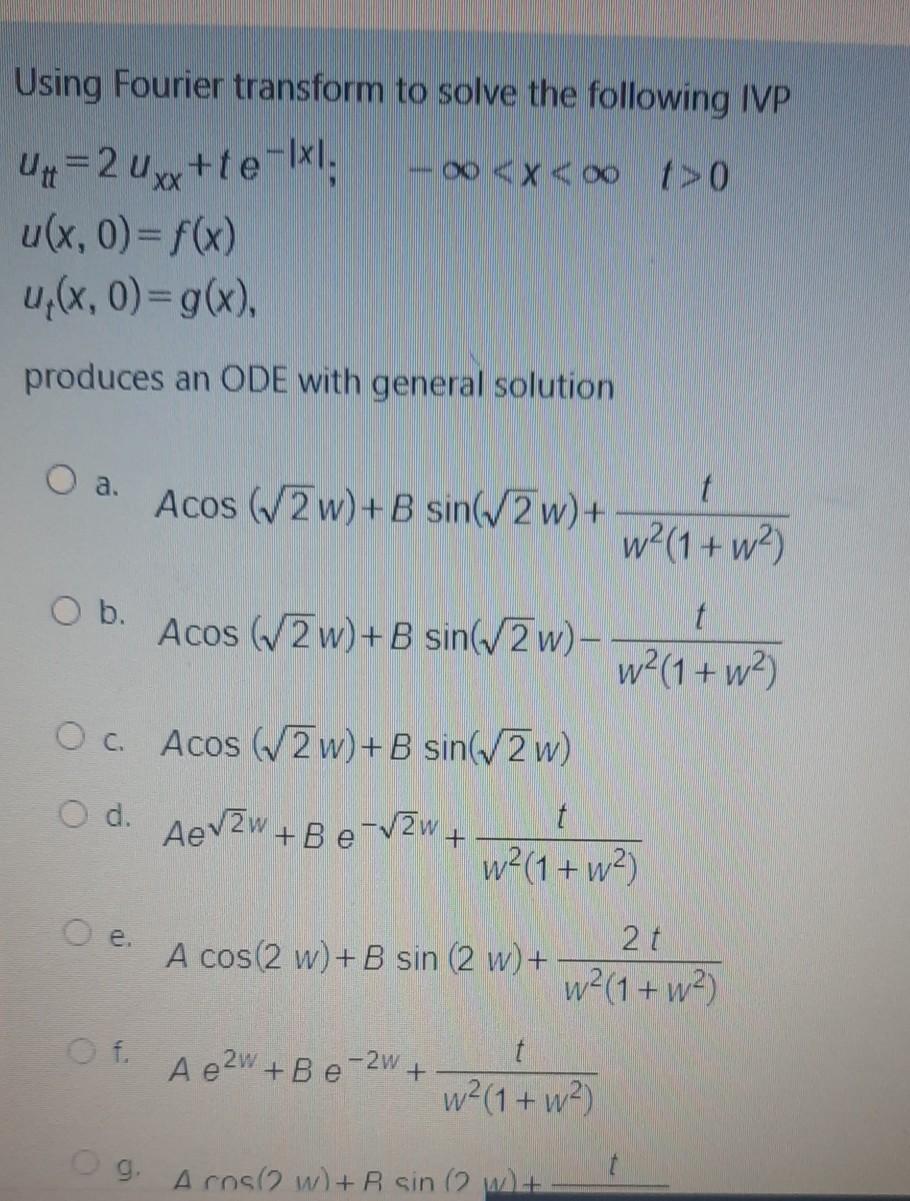 Solved Using Fourier transform to solve the following IVP 44 | Chegg.com