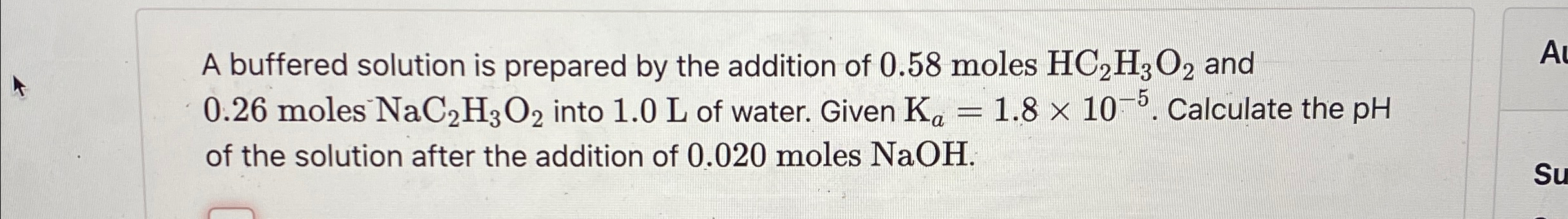 Solved A buffered solution is prepared by the addition of | Chegg.com