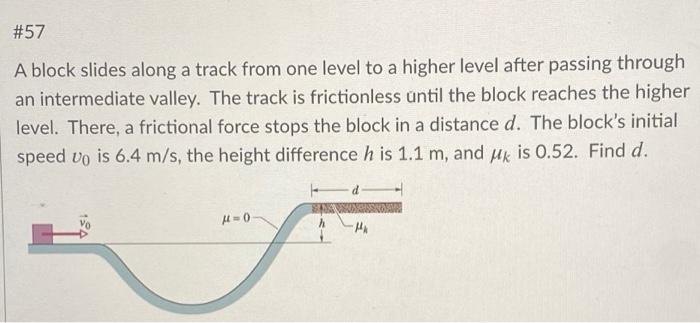 Solved #57 A block slides along a track from one level to a | Chegg.com