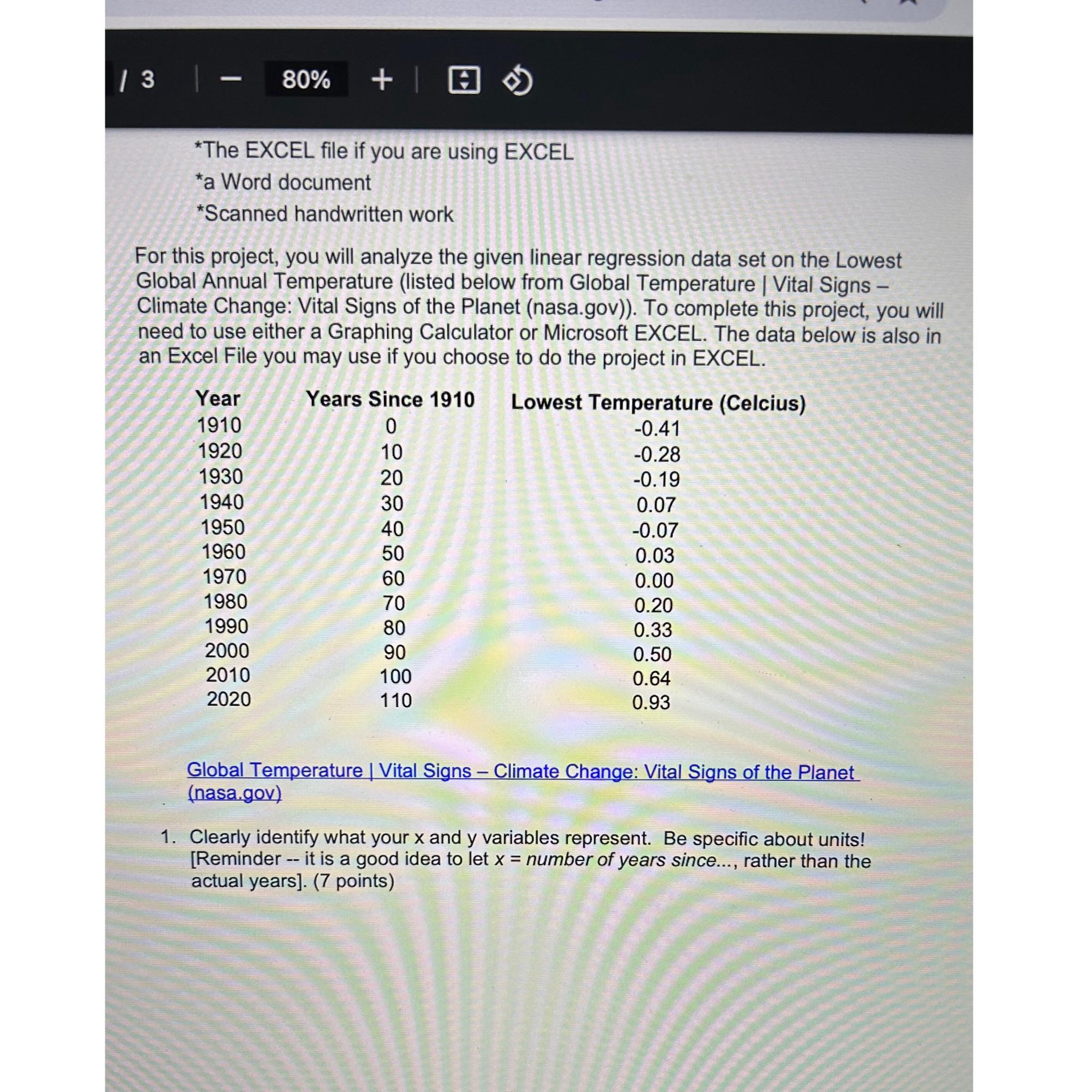 Solved *The EXCEL file if you are using EXCEL*a Word | Chegg.com