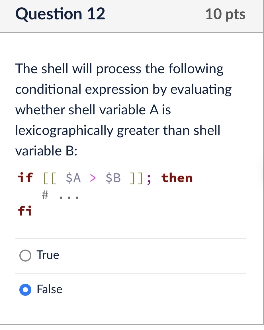 Solved Question 1210 ﻿ptsThe shell will process the | Chegg.com