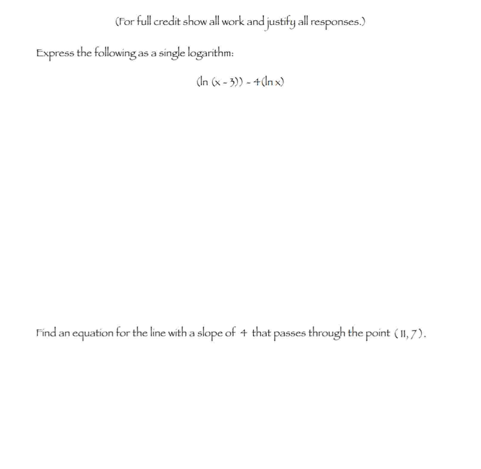 Solved (For ﻿full credit show all work and justify all | Chegg.com