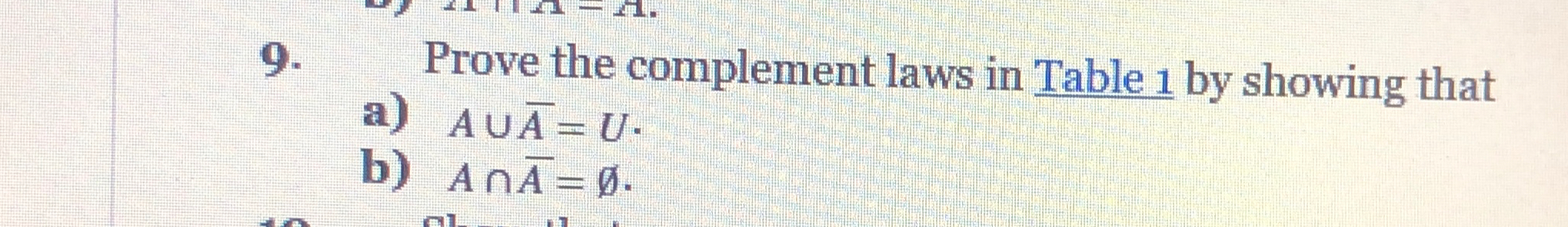 Solved Prove the complement laws in Table 1 ﻿by showing | Chegg.com