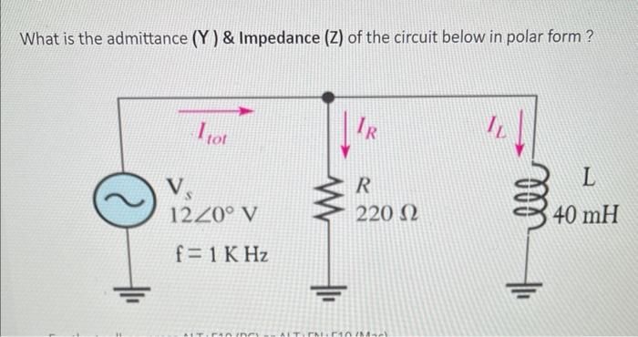 Solved What is the admittance (Y) \& Impedance (Z) of the | Chegg.com