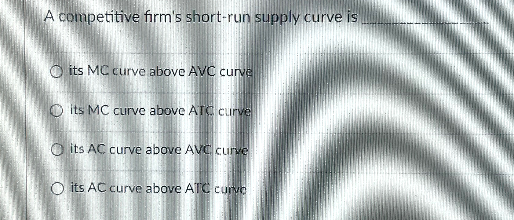 Solved A competitive firm's short-run supply curve is q, | Chegg.com