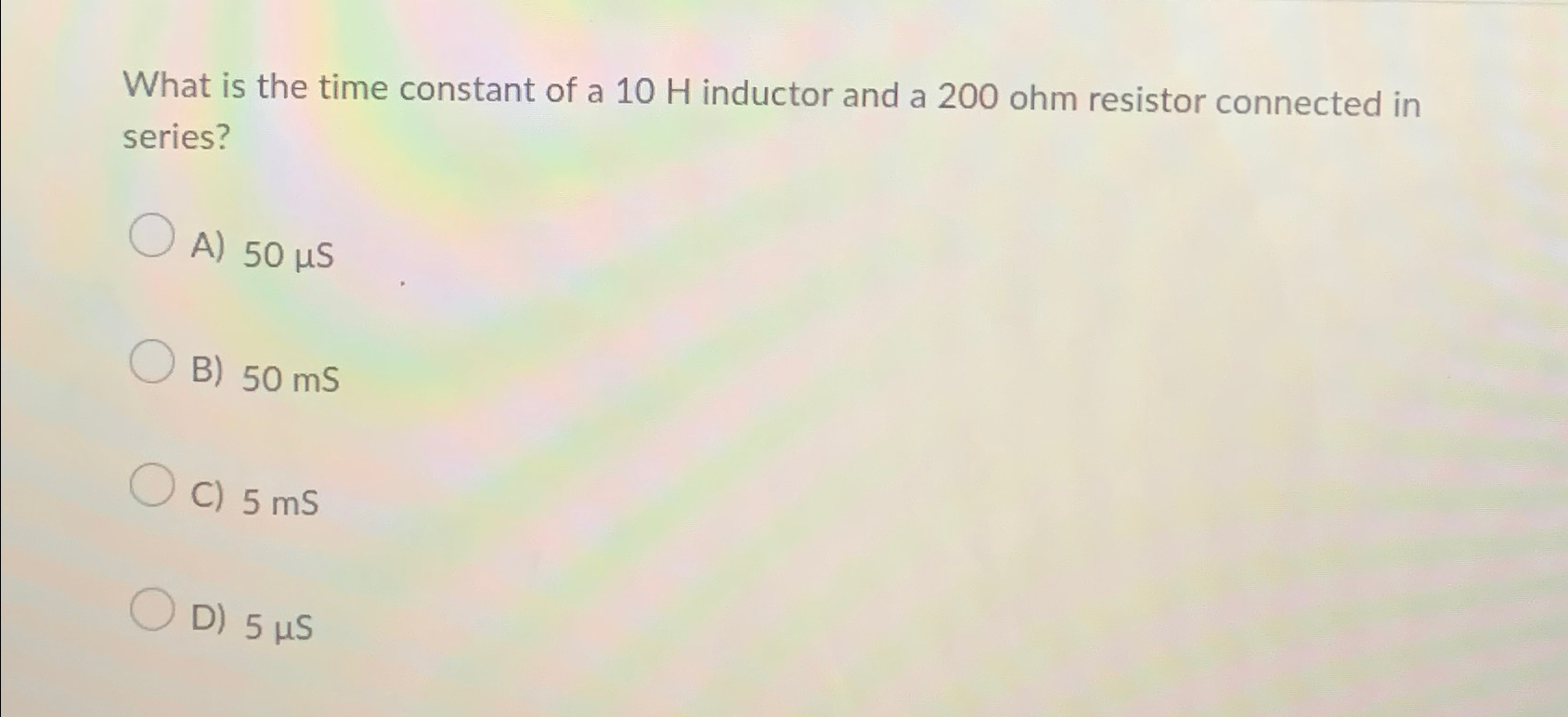 Solved What is the time constant of a 10H ﻿inductor and a | Chegg.com