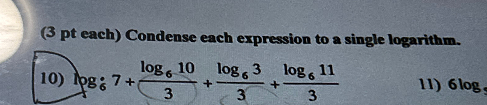 Solved (3 ﻿pt each) ﻿Condense each expression to a single | Chegg.com