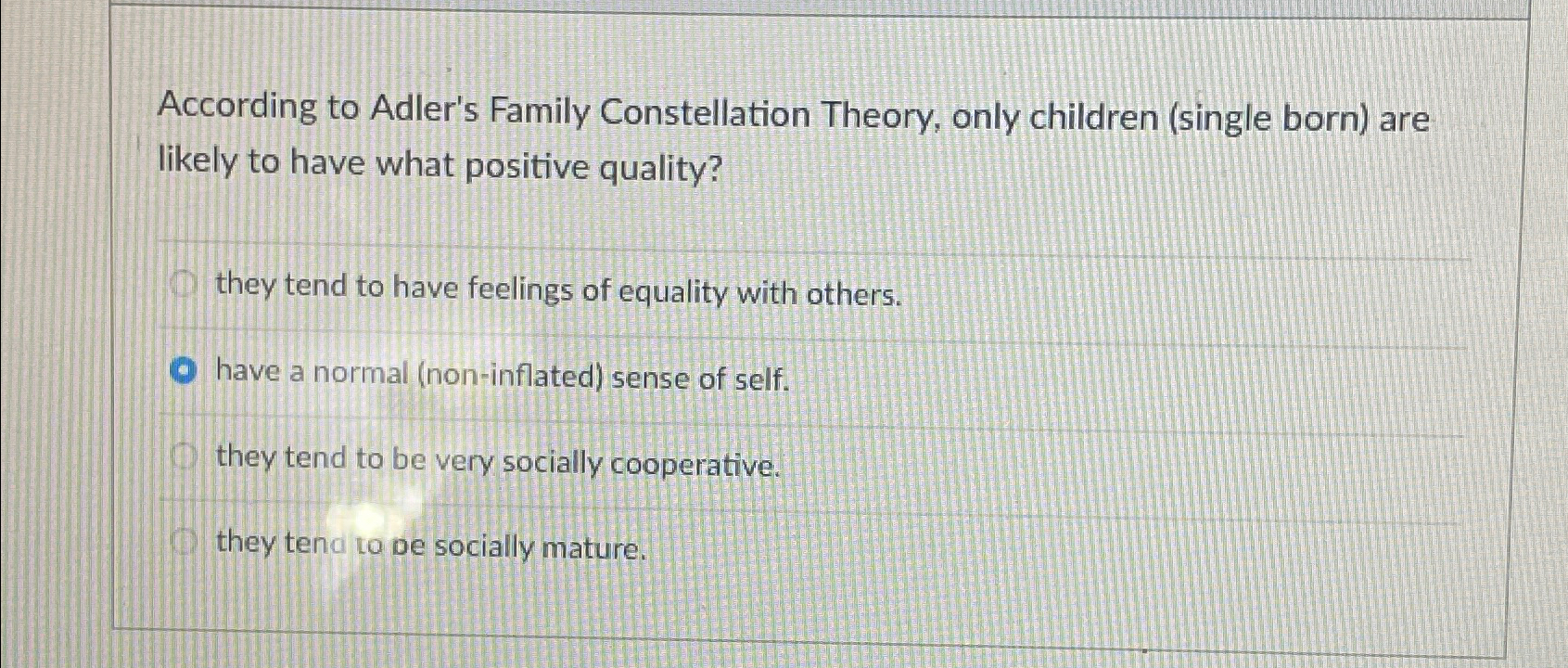 Solved According to Adler's Family Constellation Theory, | Chegg.com