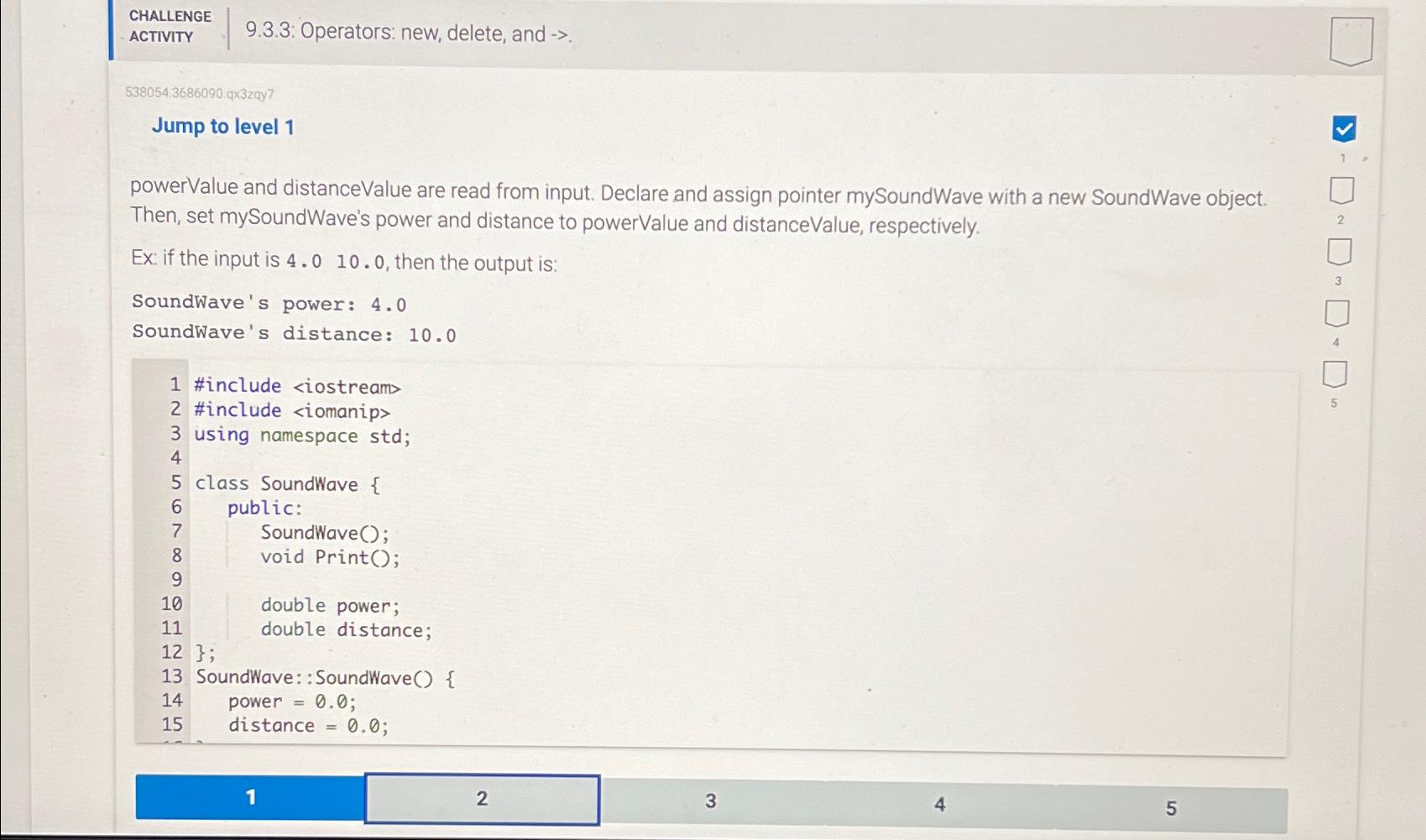 Solved CHALLENGEACTIVITY9.3.3: Operators: new, delete, and | Chegg.com