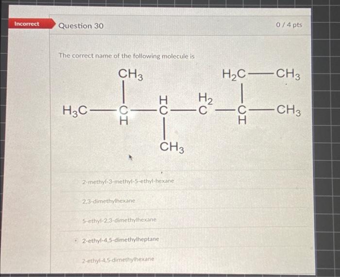 The correct name of the following molecule is CH3 | Chegg.com