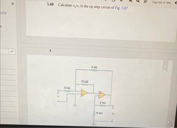Solved 5.60 Calculate vd/vi in the op amp circuit of Fig. | Chegg.com
