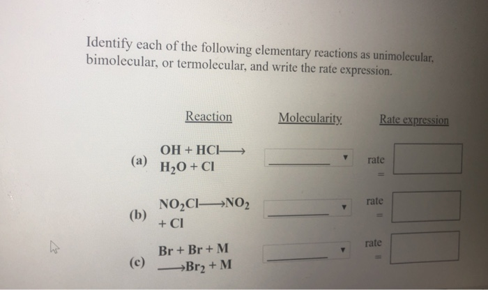 Solved Identify each of the following elementary reactions | Chegg.com