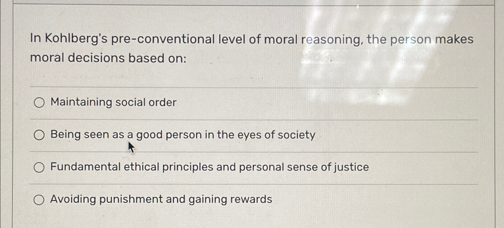 Solved In Kohlberg's pre-conventional level of moral | Chegg.com