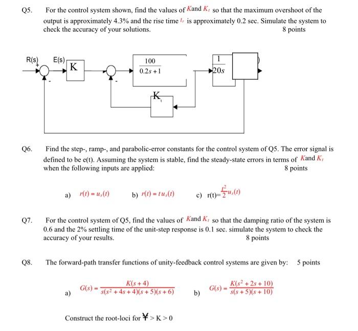 Solved Q3. Given the forward-path transfer function of a | Chegg.com