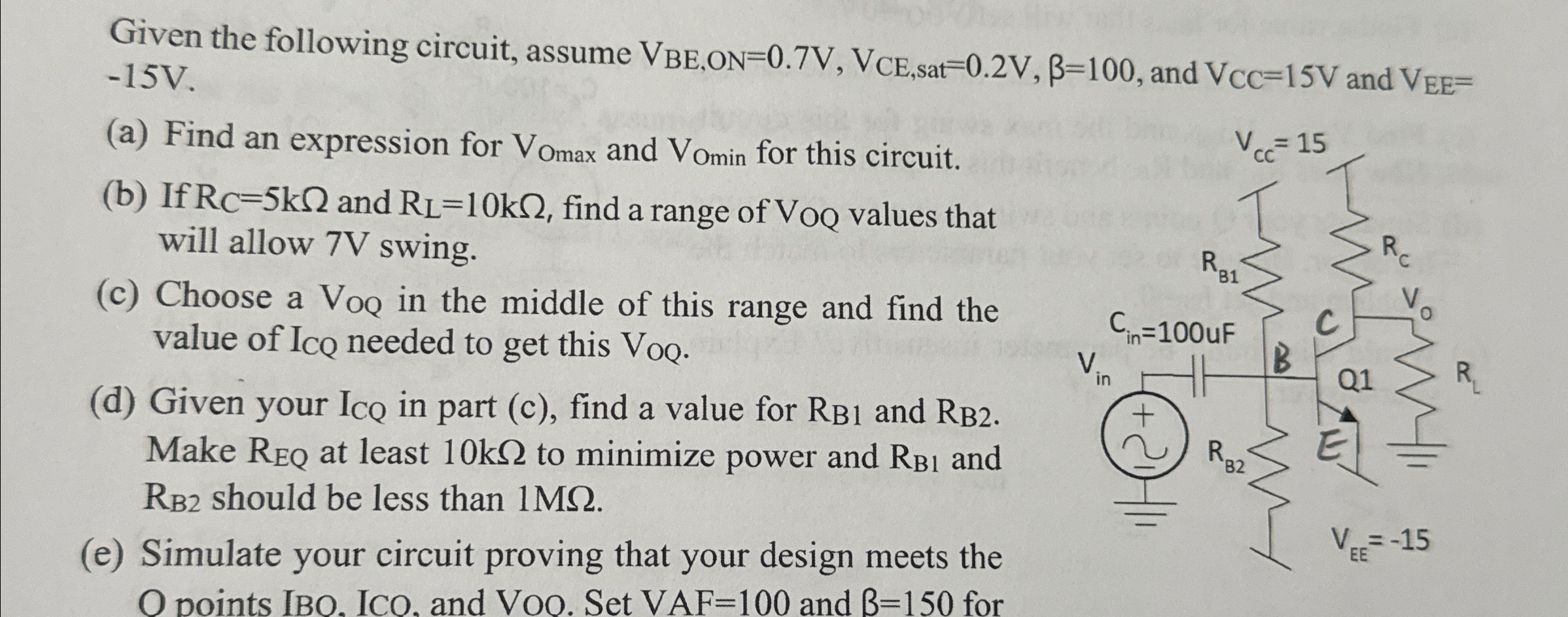 Solved Given the following circuit, assume | Chegg.com