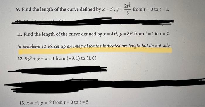 Solved 9. Find the length of the curve defined by | Chegg.com
