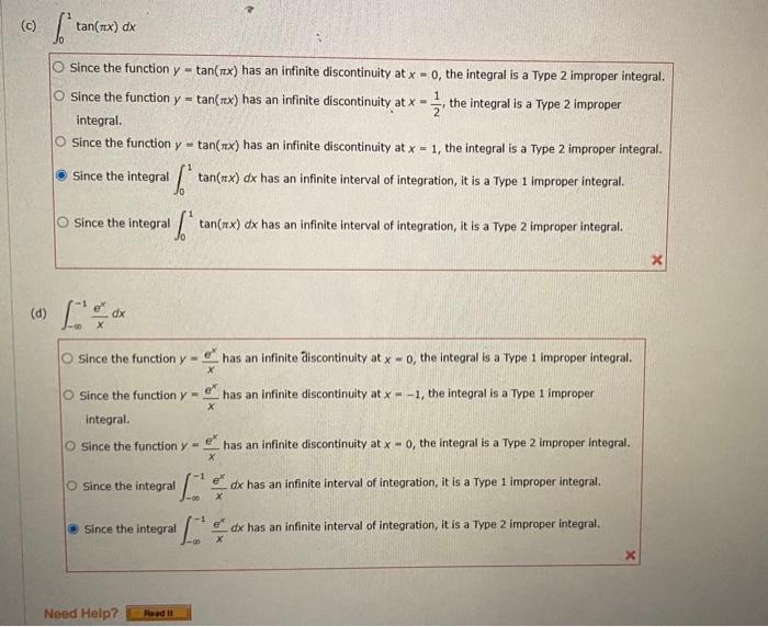 Solved Explain why each of the following integrals is | Chegg.com