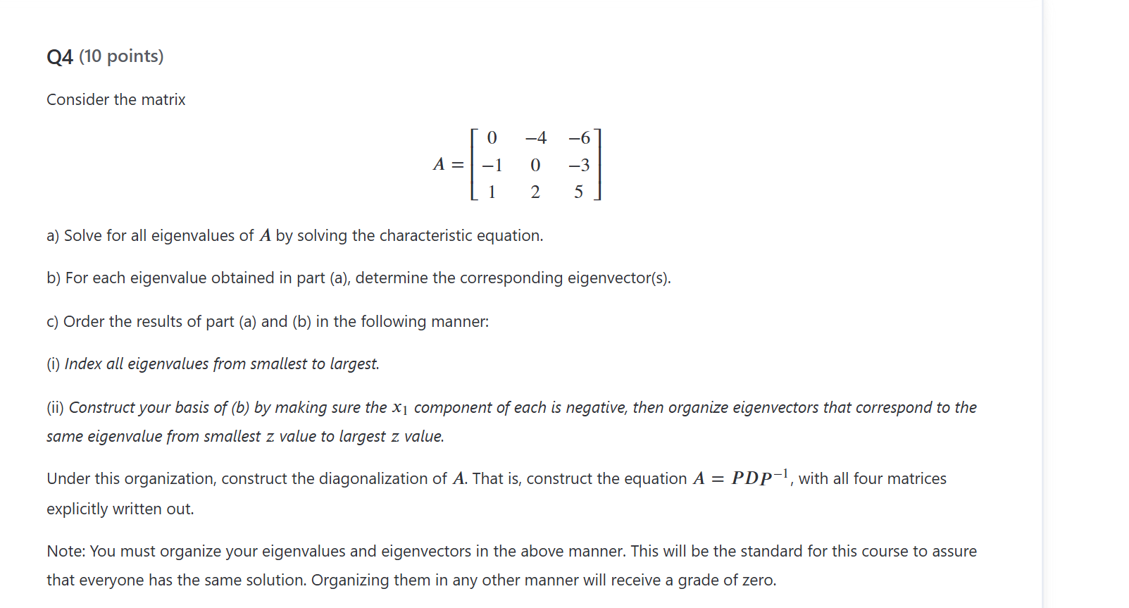 Solved Q4 (10 ﻿points) ﻿Consider the matrix \[ | Chegg.com