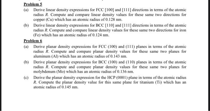 Solved Problem 5 (a) Derive linear density expressions for | Chegg.com