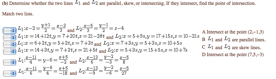 Solved Determine whether the two lines L1 and L2 are | Chegg.com