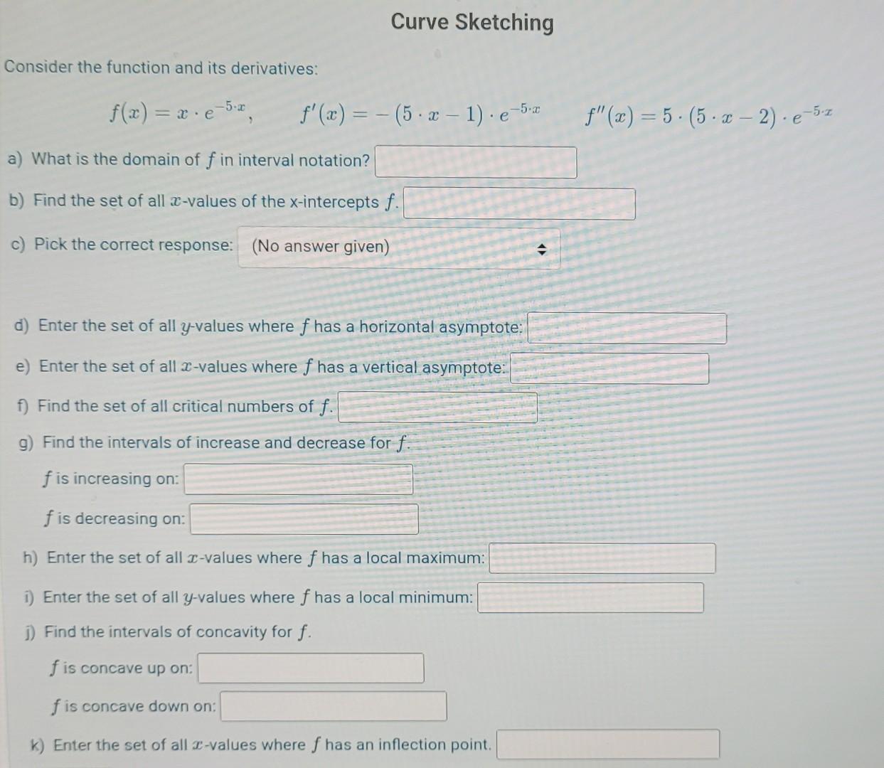 Solved Curve Sketching Consider the function and its | Chegg.com