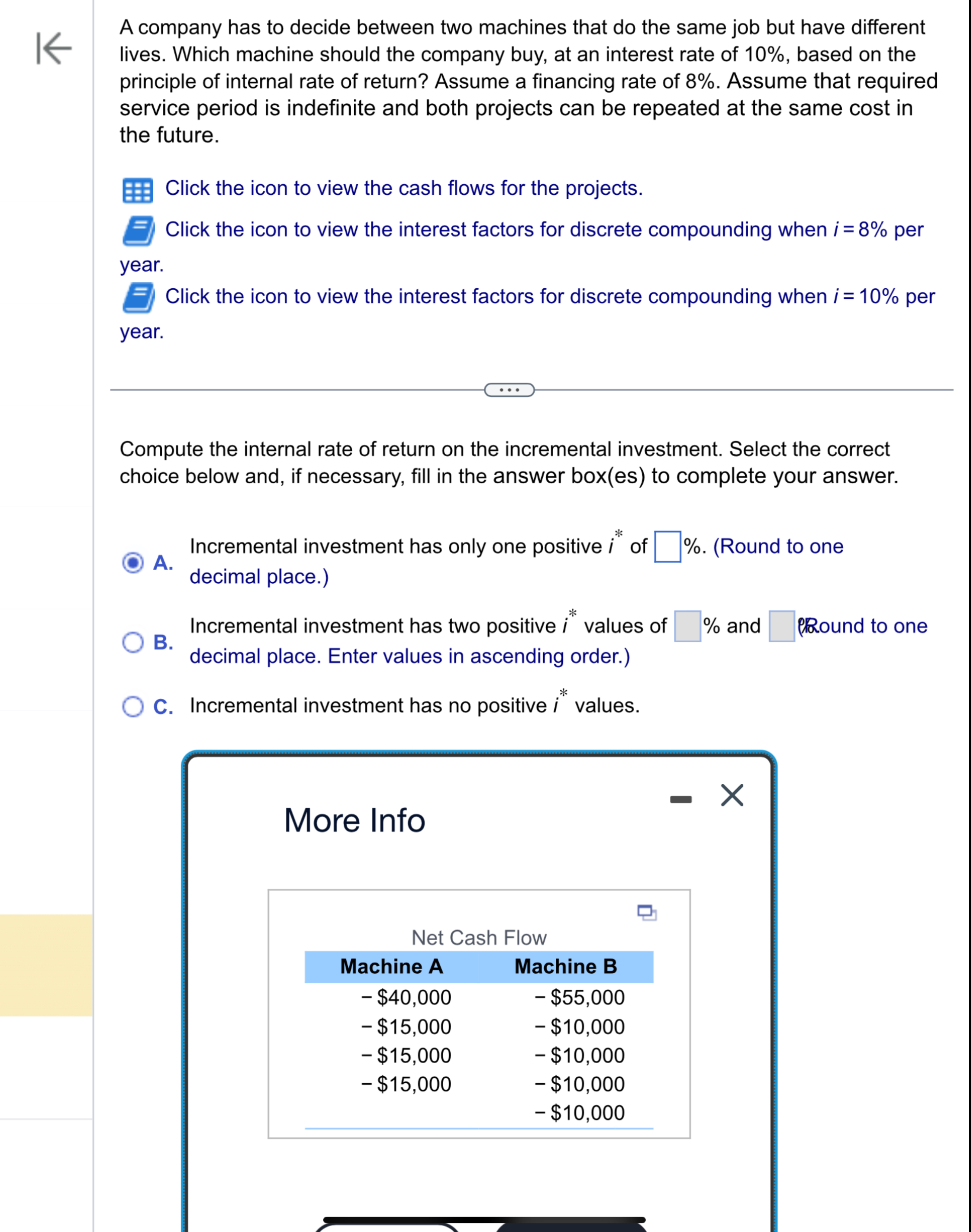 Solved A company has to decide between two machines that do | Chegg.com