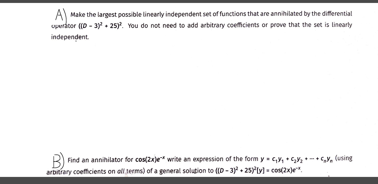 Solved A) ﻿Make the largest possible linearly independent | Chegg.com