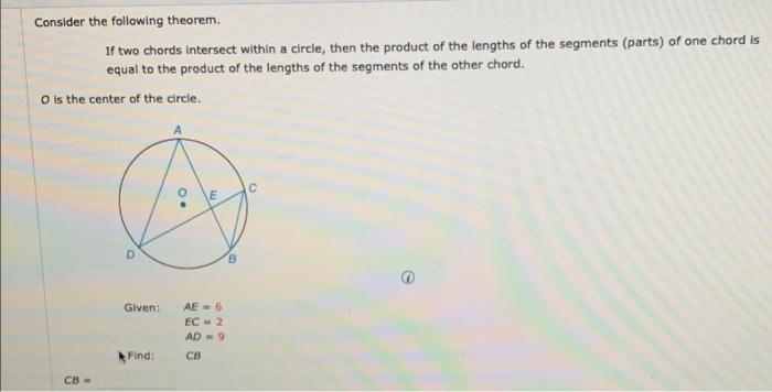 Solved Consider the following theorem. If two chords | Chegg.com