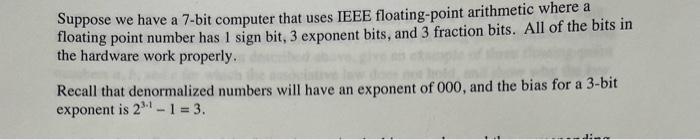 Solved Suppose we have a 7-bit computer that uses IEEE | Chegg.com
